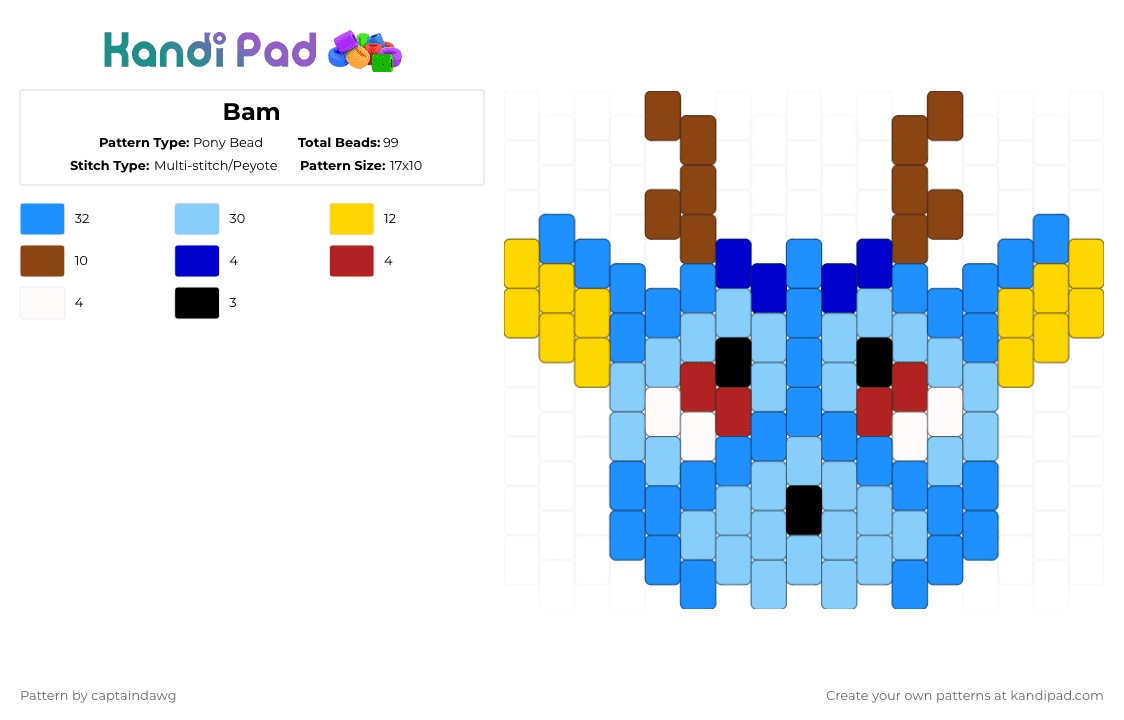 Bam Pony Bead Pattern - Kandi Pad | Kandi Patterns, Fuse Bead Patterns ...