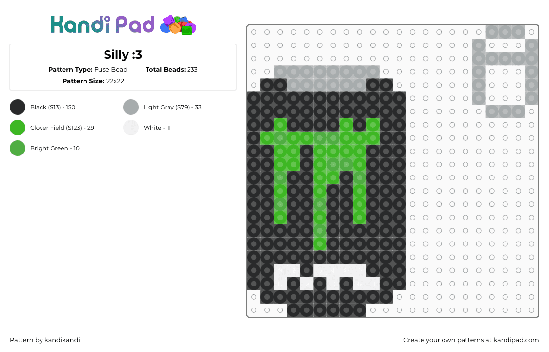 Silly :3 Fuse Bead Pattern - Kandi Pad | Kandi Patterns, Fuse Bead ...