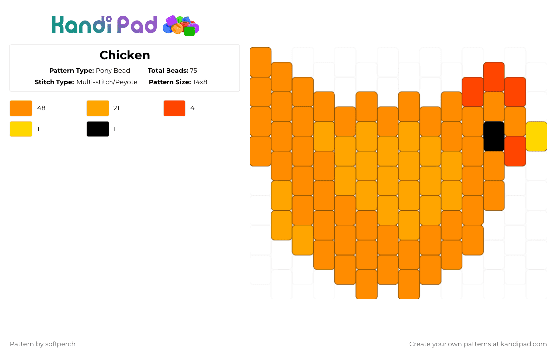 Chicken Pony Bead Pattern - Kandi Pad | Kandi Patterns, Fuse Bead ...