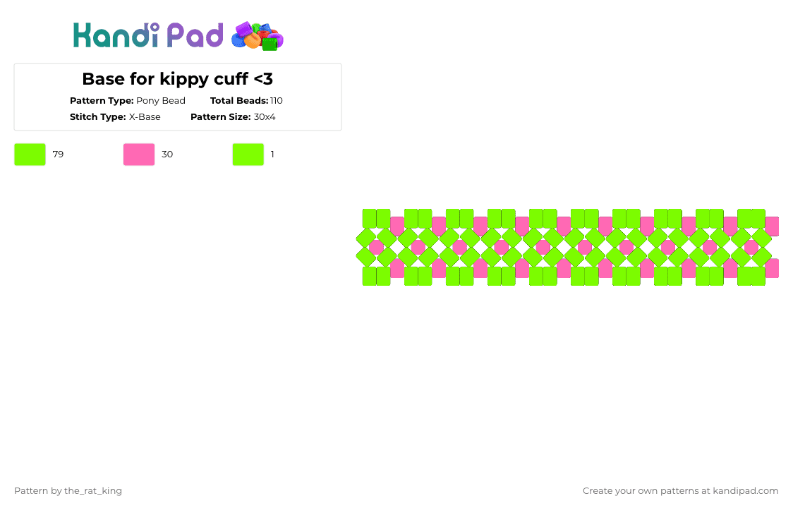 Base for kippy cuff Pony Bead Pattern - Kandi Pad | Kandi Patterns ...
