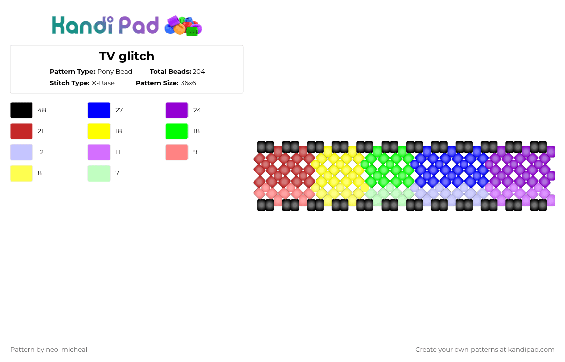 TV glitch Pony Bead Pattern - Kandi Pad | Kandi Patterns, Fuse Bead ...