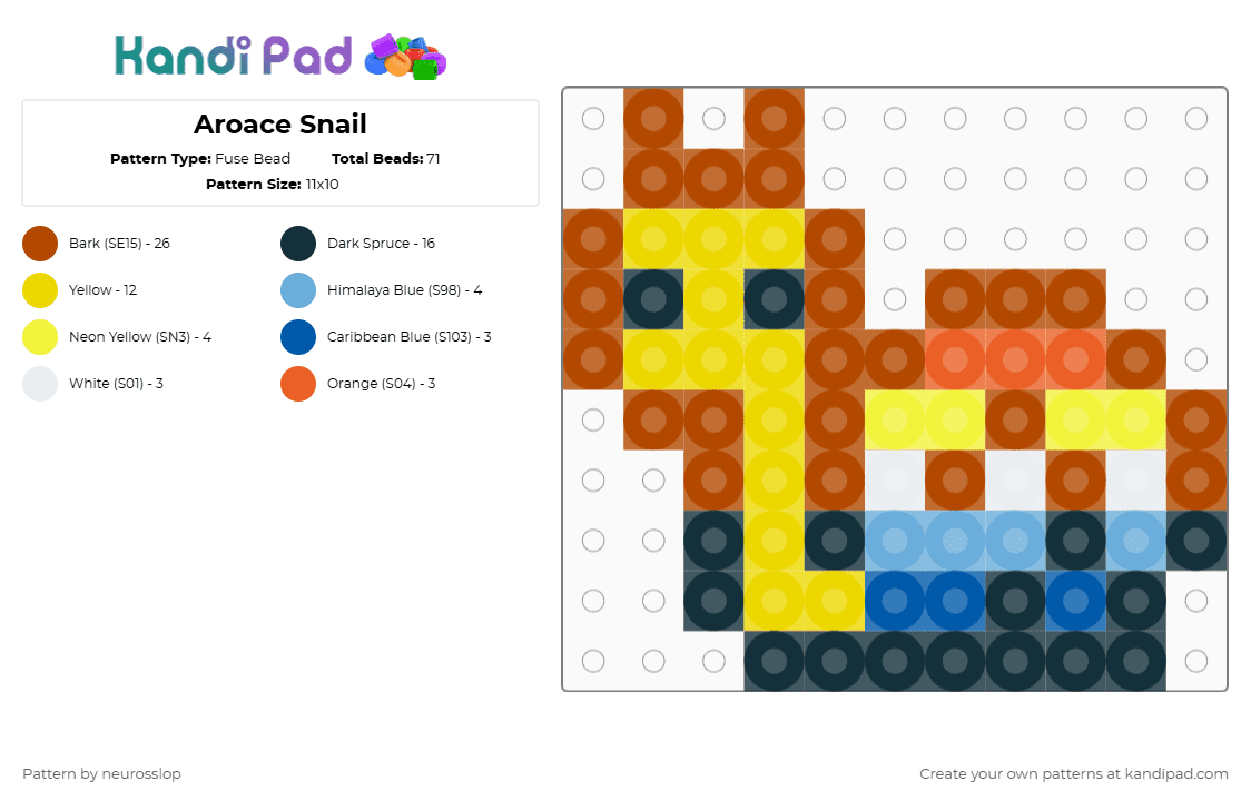 Aroace Snail Fuse Bead Pattern - Kandi Pad | Kandi Patterns, Fuse Bead ...