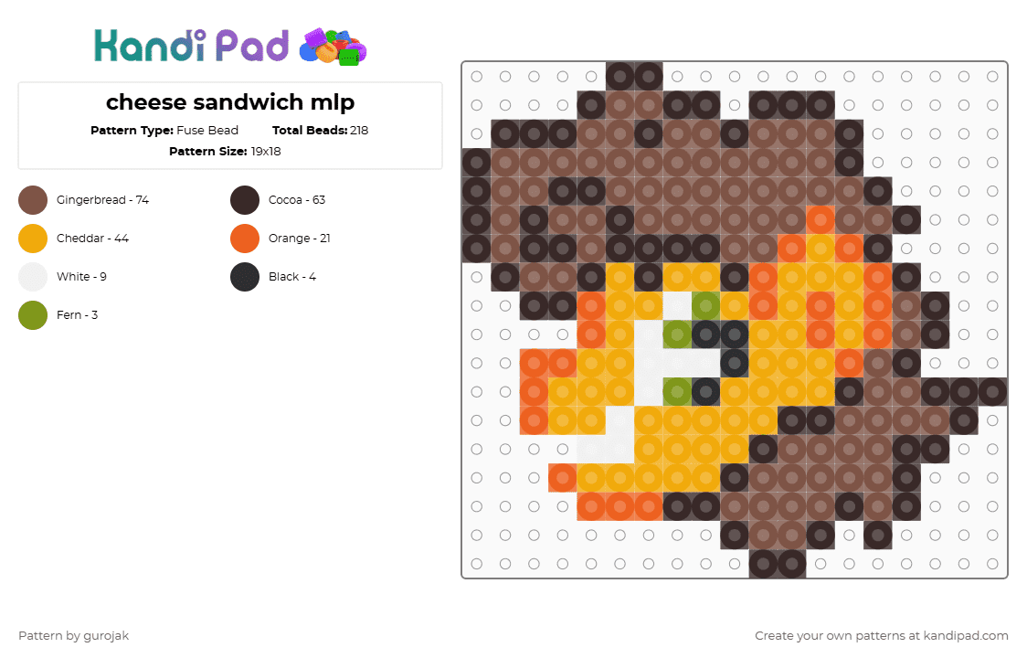Cheese sandwich mlp Fuse Bead Pattern - Kandi Pad | Kandi Patterns ...