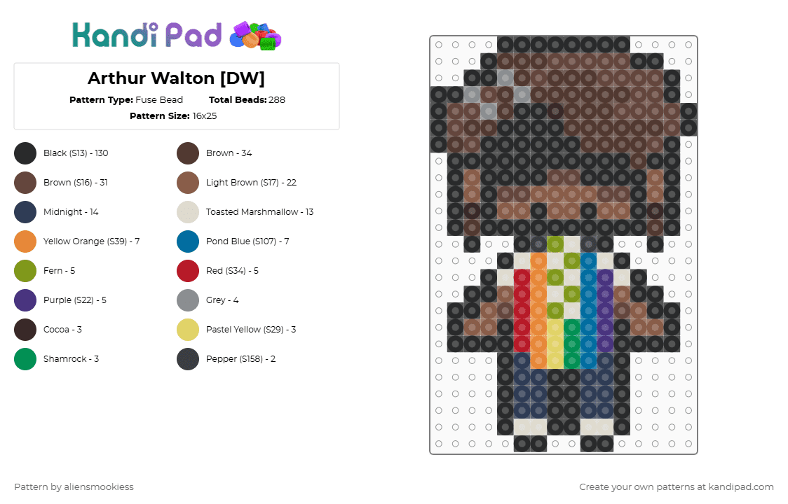 Arthur Walton [DW] Fuse Bead Pattern - Kandi Pad | Kandi Patterns, Fuse ...