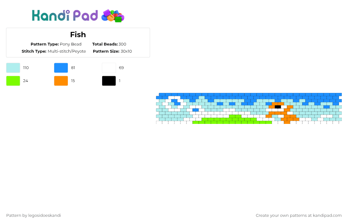 Fish Pony Bead Pattern - Kandi Pad | Kandi Patterns, Fuse Bead Patterns ...