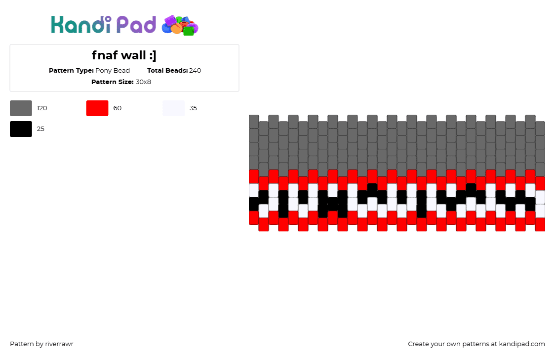 Fnaf wall :] Pony Bead Pattern - Kandi Pad | Kandi Patterns, Fuse Bead ...