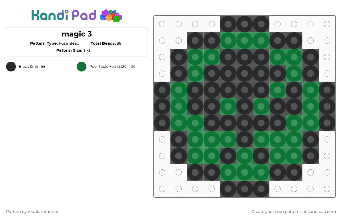 Magic 3 Fuse Bead Pattern - Kandi Pad | Kandi Patterns, Fuse Bead ...