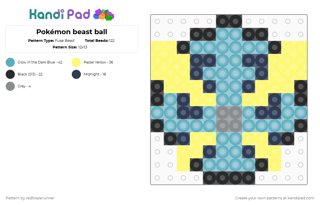 Pokémon beast ball Fuse Bead Pattern - Kandi Pad | Kandi Patterns, Fuse ...