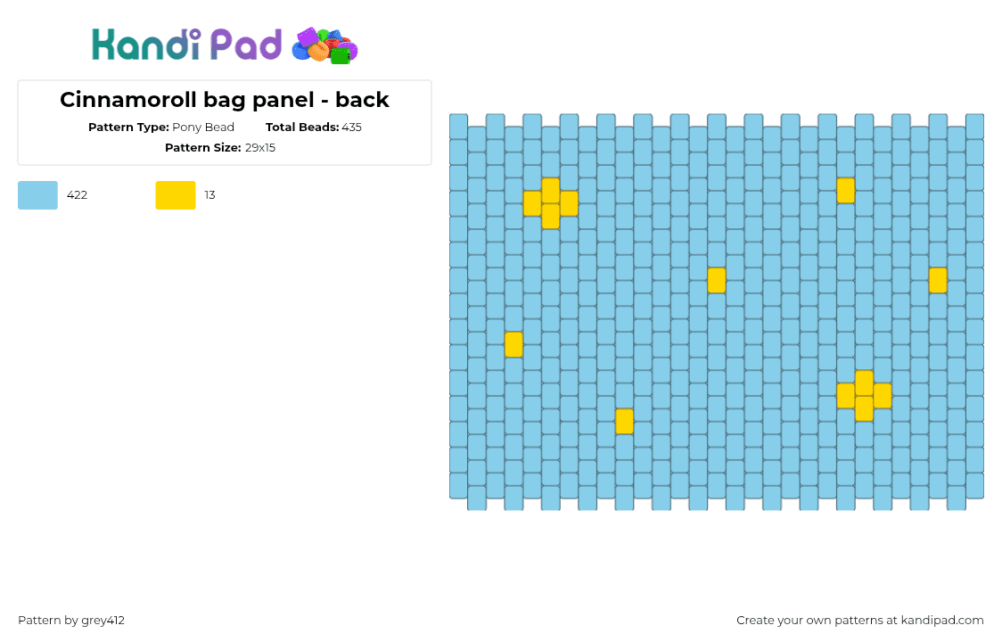 Cinnamoroll bag panel - back Pony Bead Pattern - Kandi Pad | Kandi ...