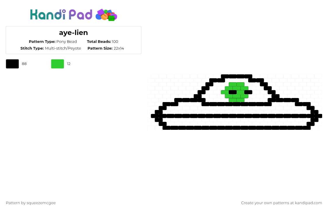 Aye-lien Pony Bead Pattern - Kandi Pad | Kandi Patterns, Fuse Bead ...