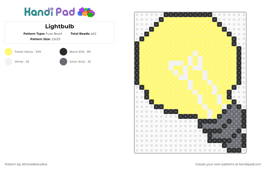 Lightbulb Fuse Bead Pattern - Kandi Pad | Kandi Patterns, Fuse Bead ...