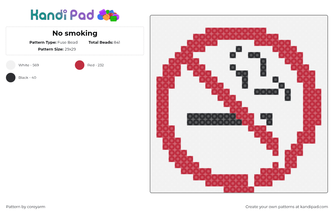 No smoking Fuse Bead Pattern - Kandi Pad | Kandi Patterns, Fuse Bead ...