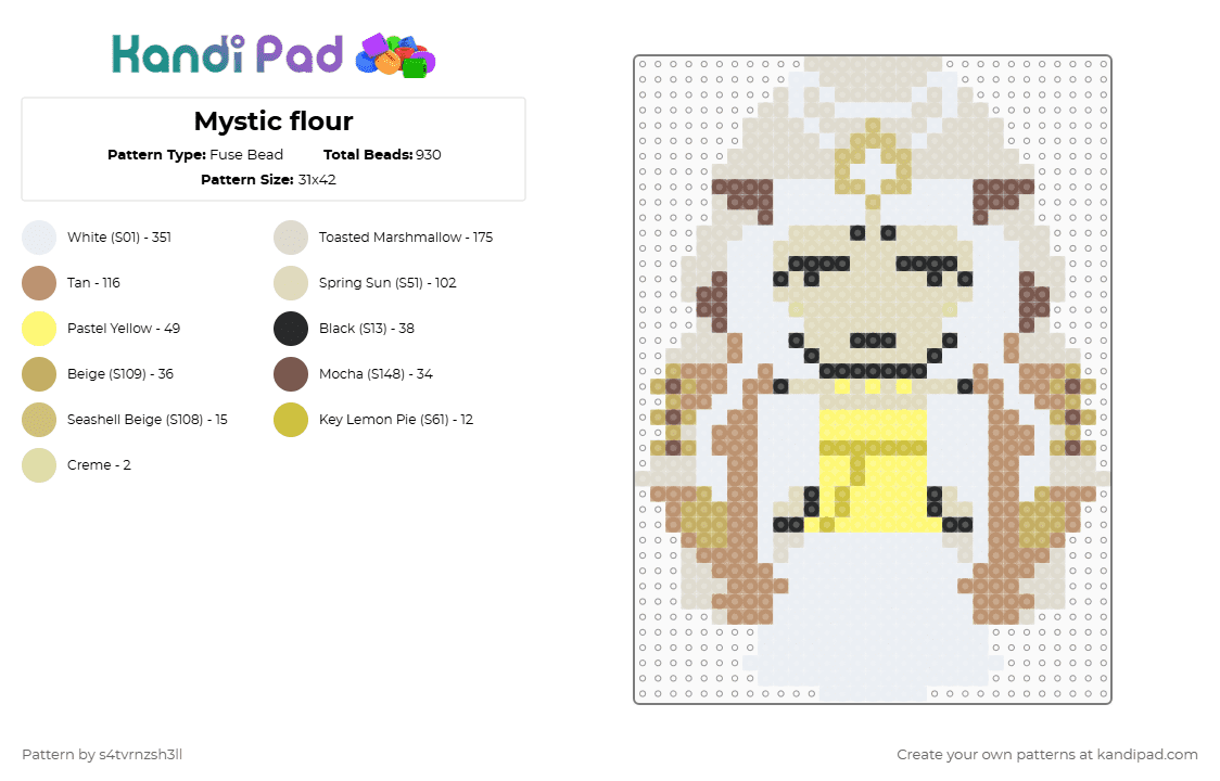 Mystic flour Fuse Bead Pattern - Kandi Pad | Kandi Patterns, Fuse Bead ...