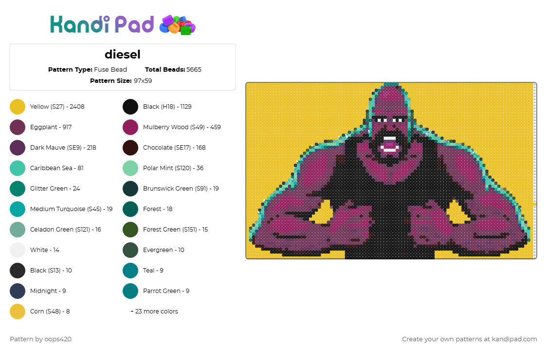 Diesel Fuse Bead Pattern - Kandi Pad | Kandi Patterns, Fuse Bead ...