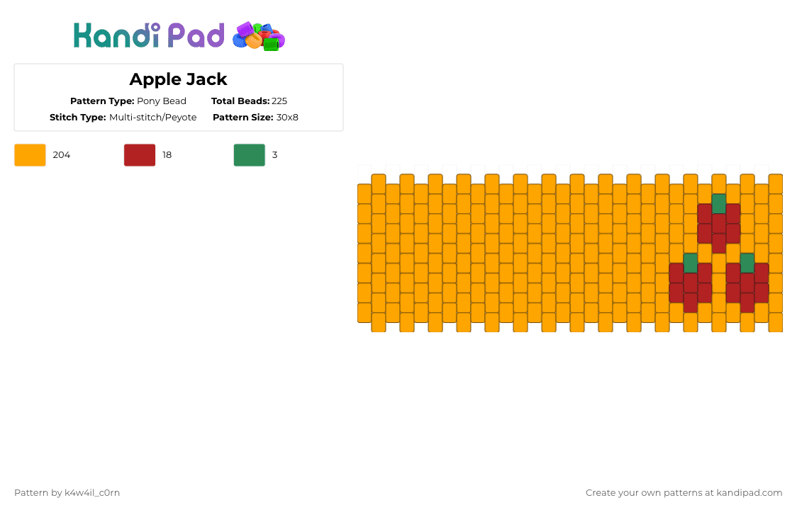 Apple Jack Pony Bead Pattern - Kandi Pad | Kandi Patterns, Fuse Bead ...