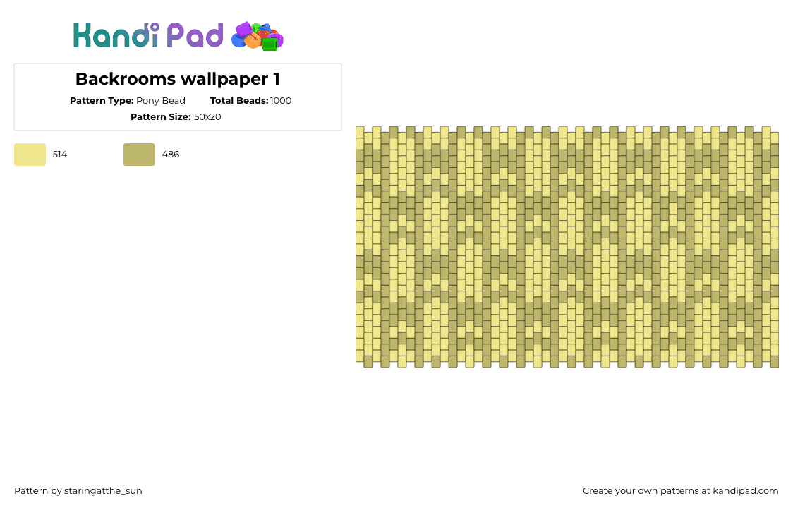 Backrooms wallpaper 1 Pony Bead Pattern - Kandi Pad | Kandi Patterns ...