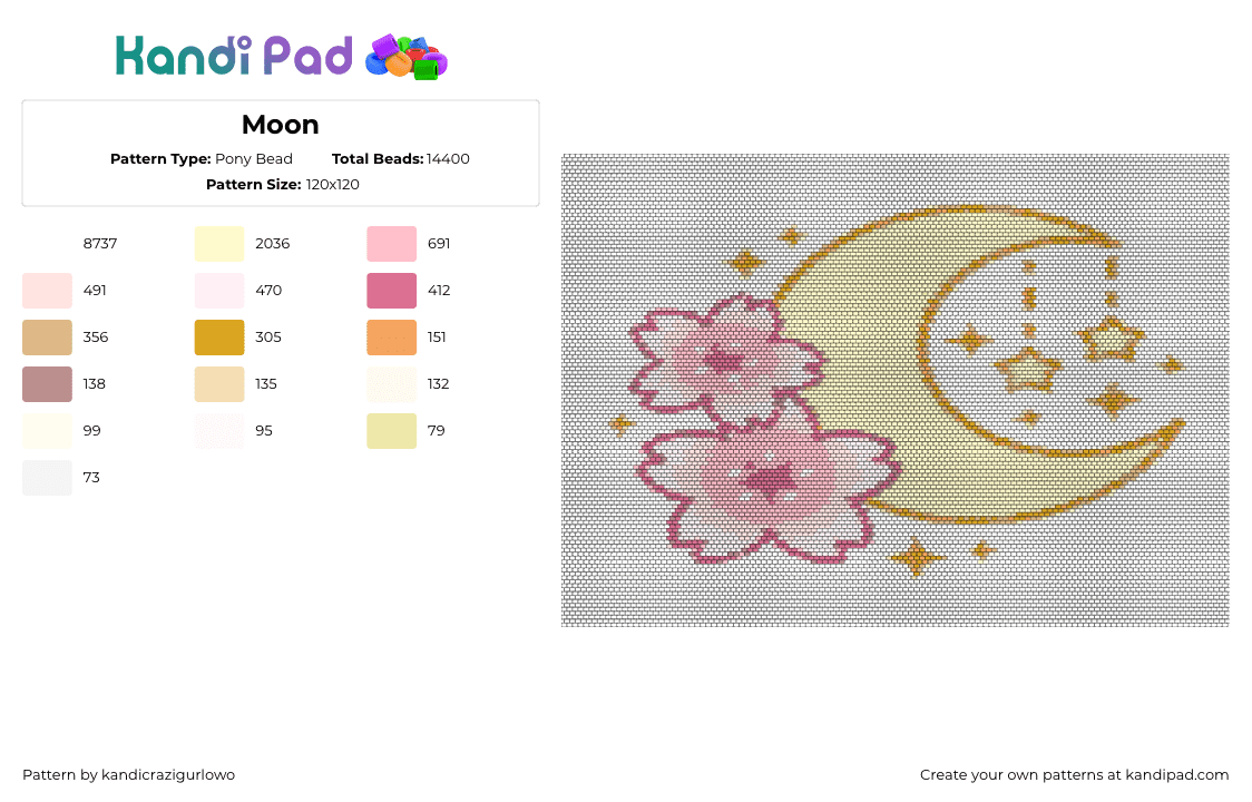 Moon Pony Bead Pattern - Kandi Pad | Kandi Patterns, Fuse Bead Patterns ...