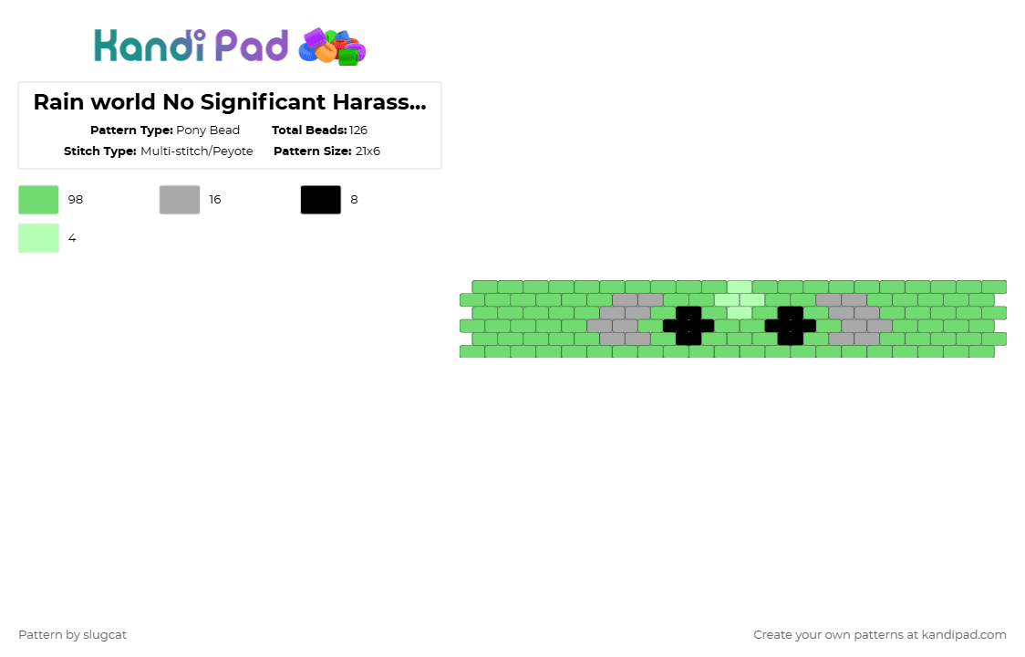 Rain world No Significant Harassment :3 Pony Bead Pattern - Kandi Pad ...
