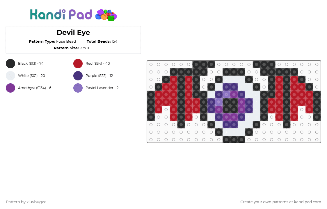 Devil Eye Fuse Bead Pattern - Kandi Pad | Kandi Patterns, Fuse Bead ...