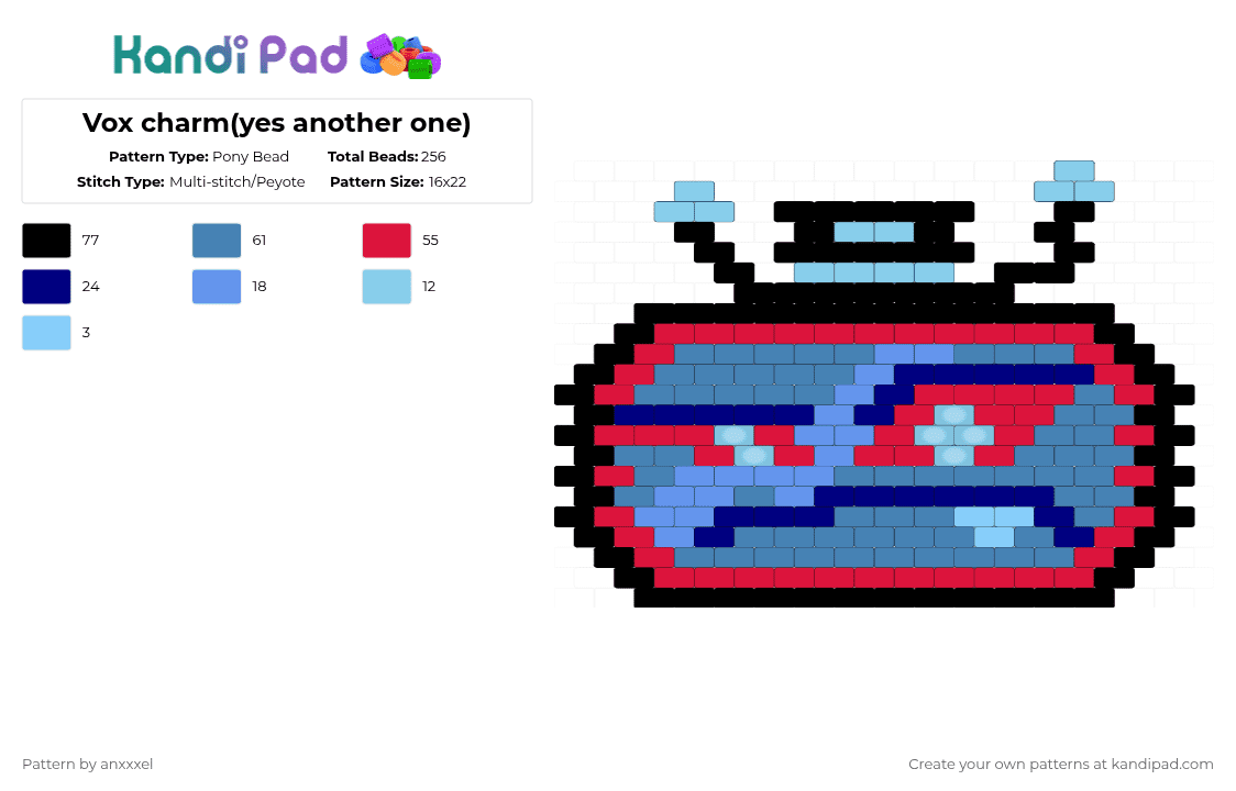 Vox charm(yes another one) Pony Bead Pattern - Kandi Pad | Kandi ...