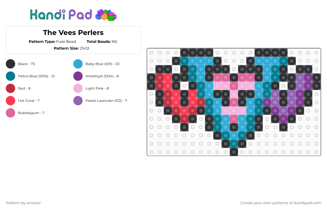 The Vees Perlers Fuse Bead Pattern - Kandi Pad | Kandi Patterns, Fuse ...
