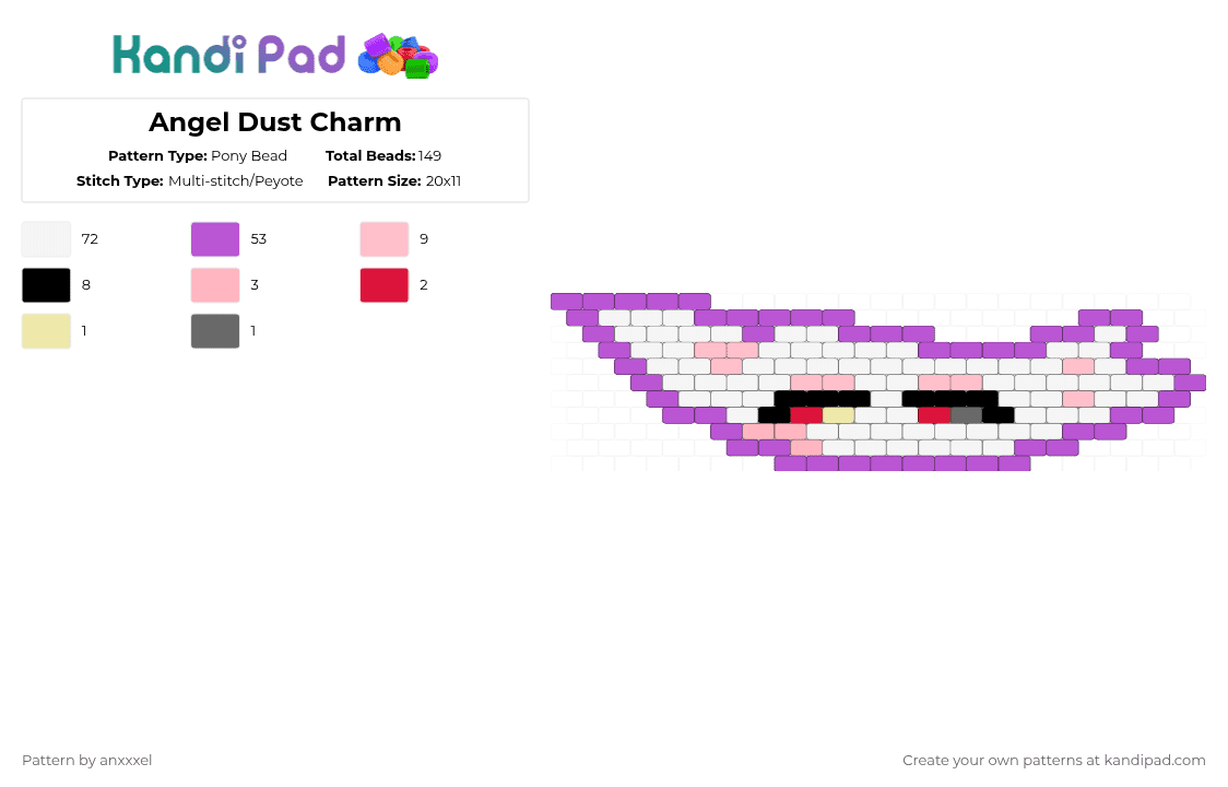 Angel Dust Charm Pony Bead Pattern - Kandi Pad | Kandi Patterns, Fuse ...