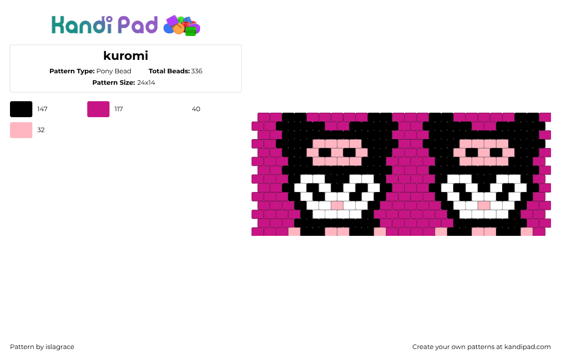 Kuromi Pony Bead Pattern - Kandi Pad | Kandi Patterns, Fuse Bead ...