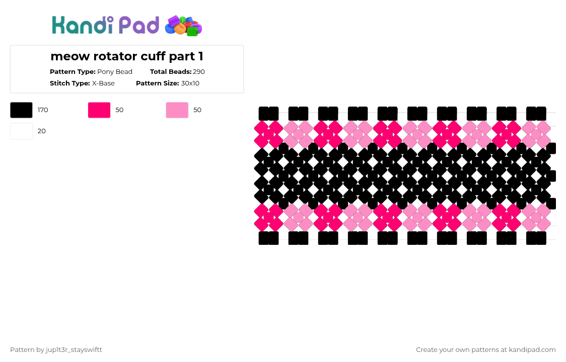 Meow rotator cuff part 1 Pony Bead Pattern - Kandi Pad | Kandi Patterns ...