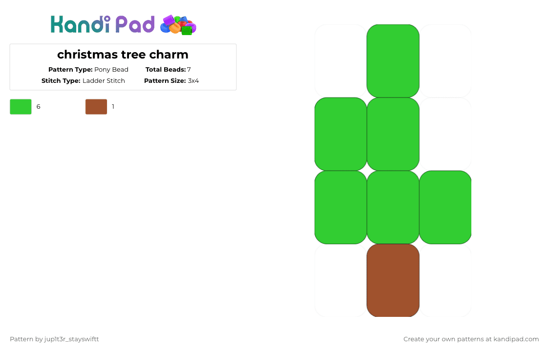 Christmas tree charm Pony Bead Pattern - Kandi Pad | Kandi Patterns ...