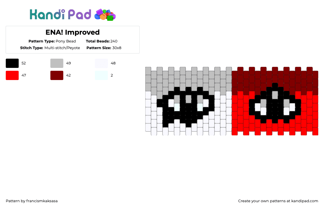 ENA! Improved Pony Bead Pattern - Kandi Pad | Kandi Patterns, Fuse Bead ...