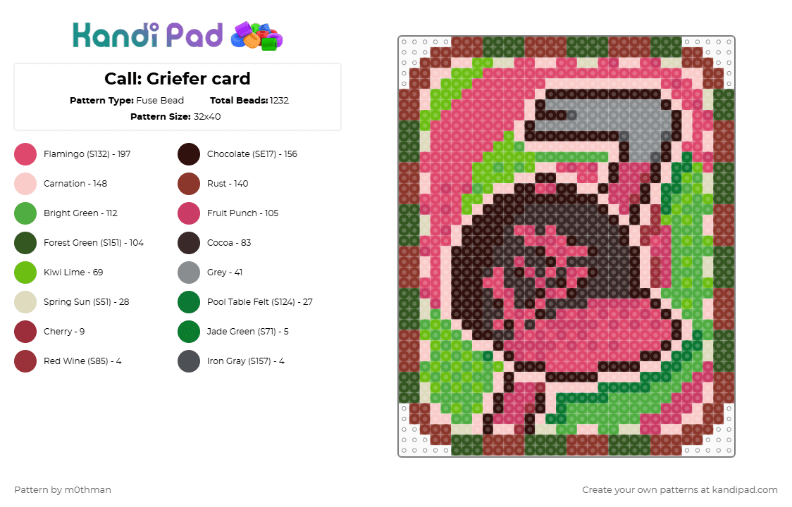 Call Griefer Card Fuse Bead Pattern Kandi Pad Kandi Patterns Fuse
