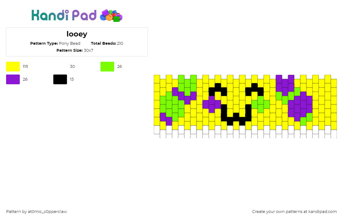 Looey Pony Bead Pattern - Kandi Pad | Kandi Patterns, Fuse Bead ...