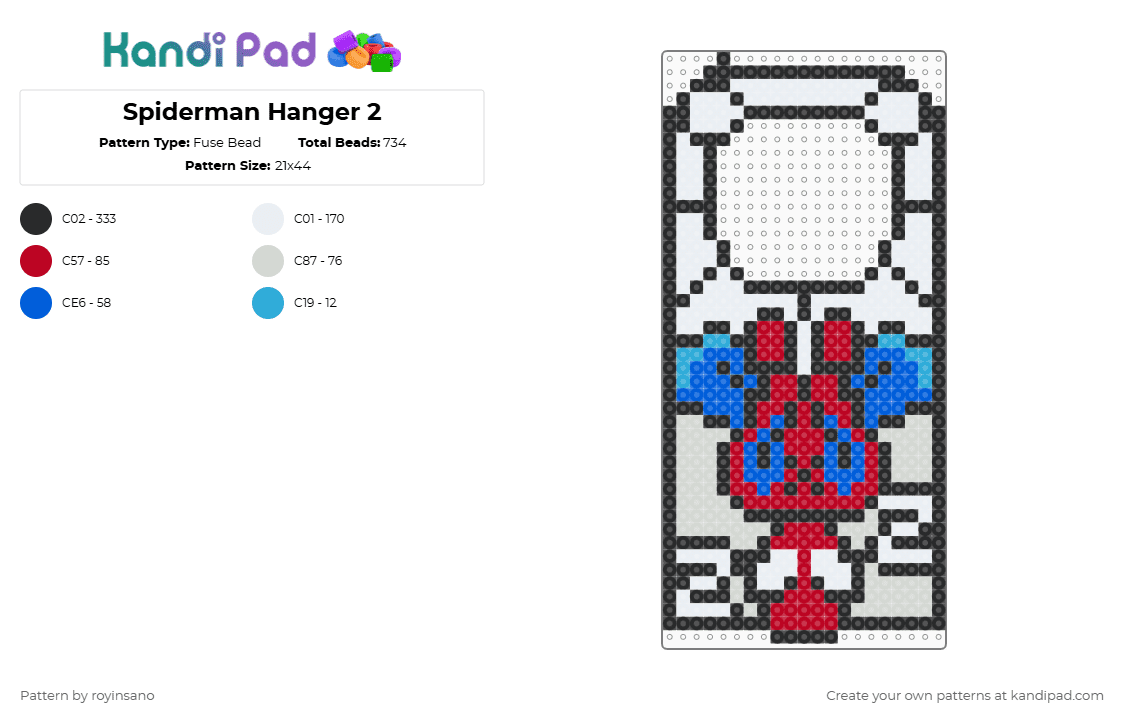 Spiderman Hanger 2 Fuse Bead Pattern - Kandi Pad | Kandi Patterns, Fuse ...