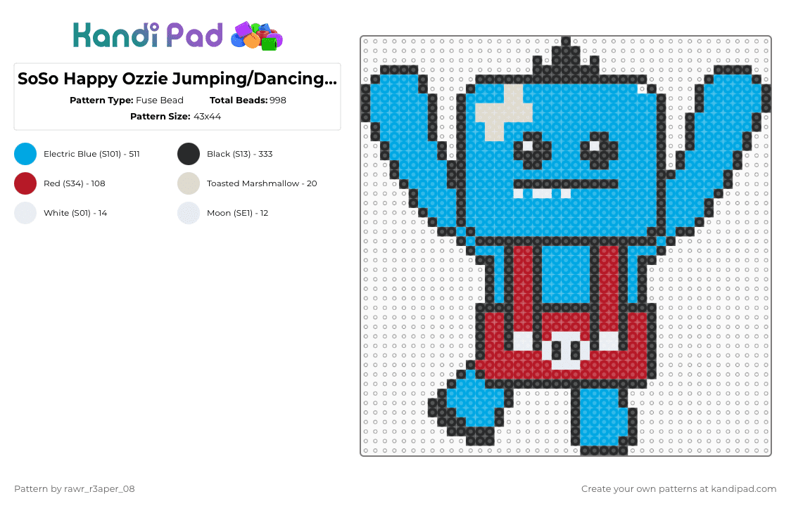 SoSo Happy Ozzie Jumping/Dancing Perler ! Fuse Bead Pattern - Kandi Pad ...