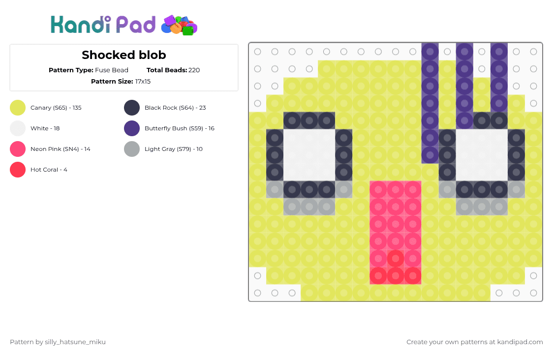 Shocked blob Fuse Bead Pattern - Kandi Pad | Kandi Patterns, Fuse Bead ...