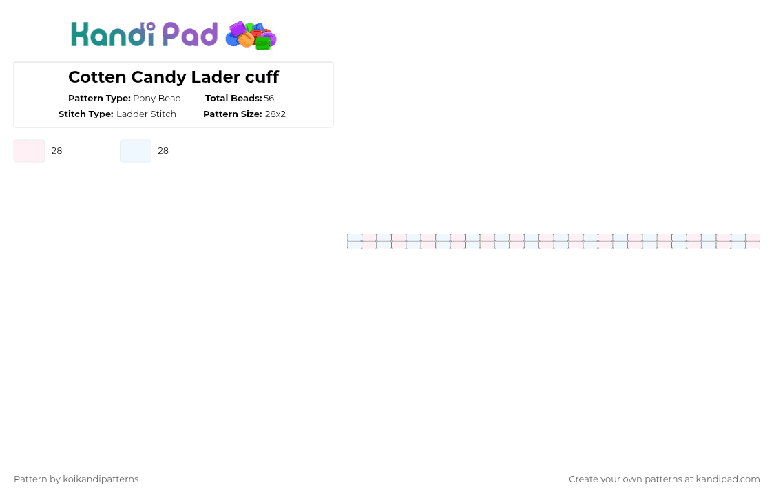 Cotten Candy Lader cuff Pony Bead Pattern - Kandi Pad | Kandi Patterns ...