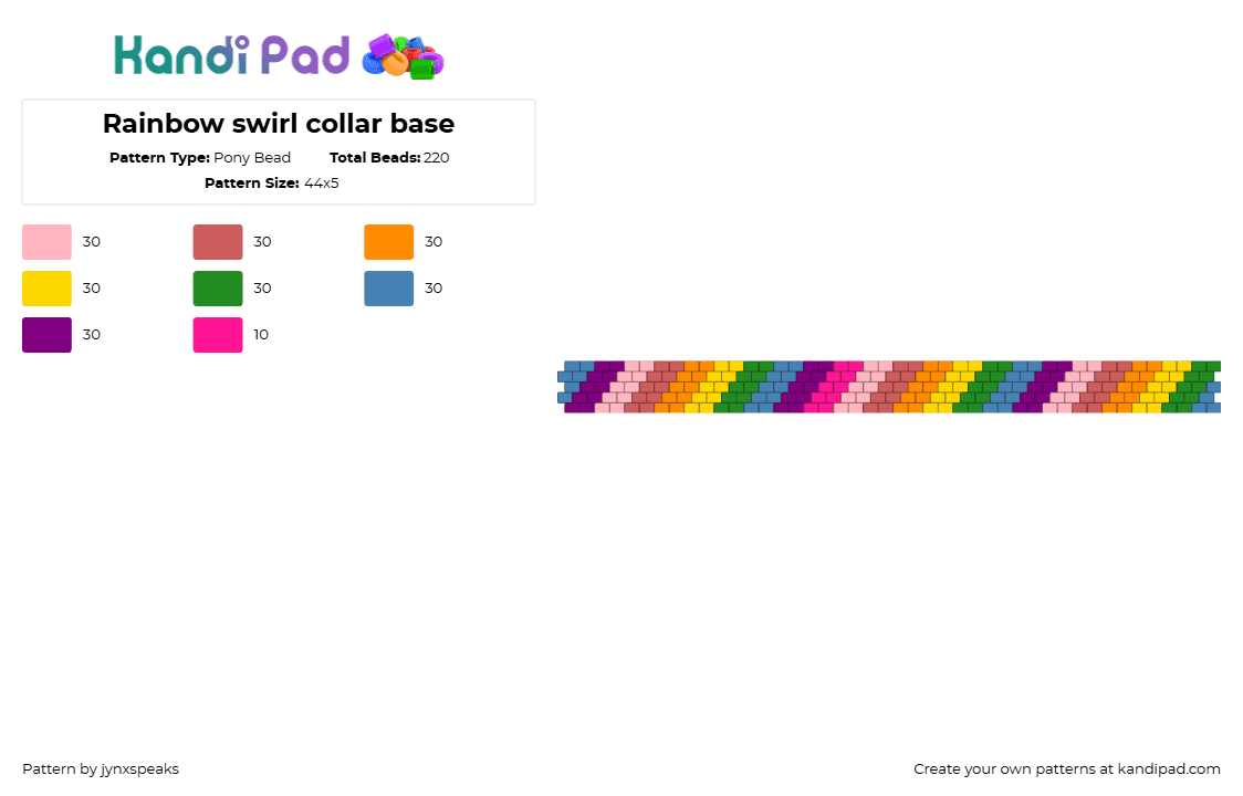 Rainbow swirl collar base Pony Bead Pattern - Kandi Pad | Kandi ...