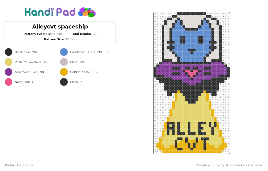 Alleycvt spaceship Fuse Bead Pattern - Kandi Pad | Kandi Patterns, Fuse ...