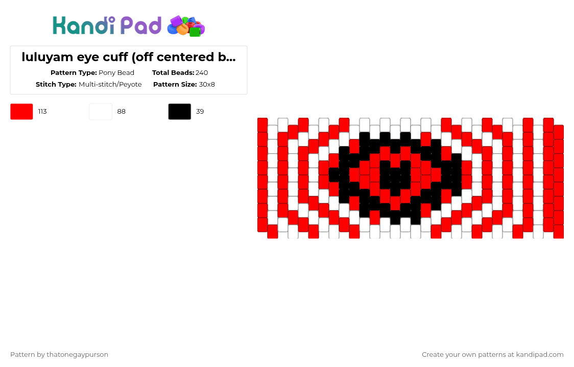 Luluyam eye cuff (off centered but das oki) Pony Bead Pattern - Kandi ...