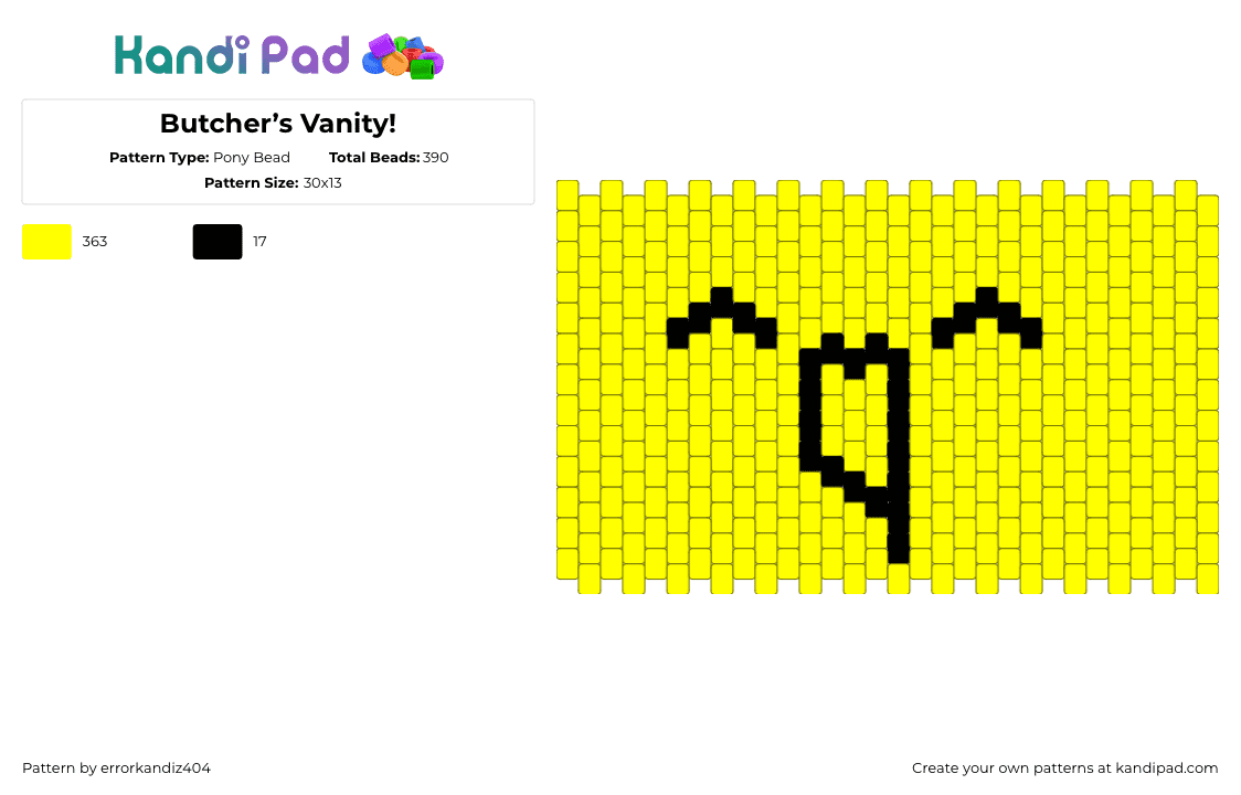 Butcher’s Vanity! Pony Bead Pattern - Kandi Pad | Kandi Patterns, Fuse ...