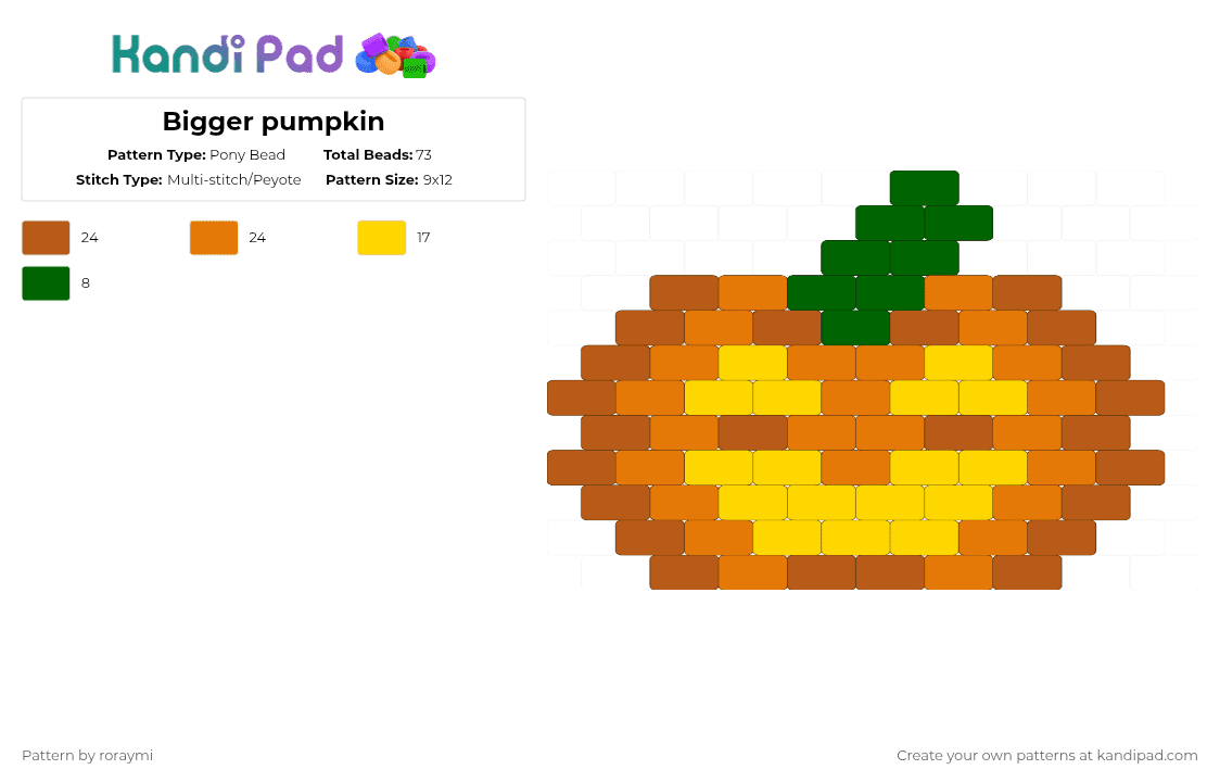 Bigger pumpkin Pony Bead Pattern - Kandi Pad | Kandi Patterns, Fuse ...