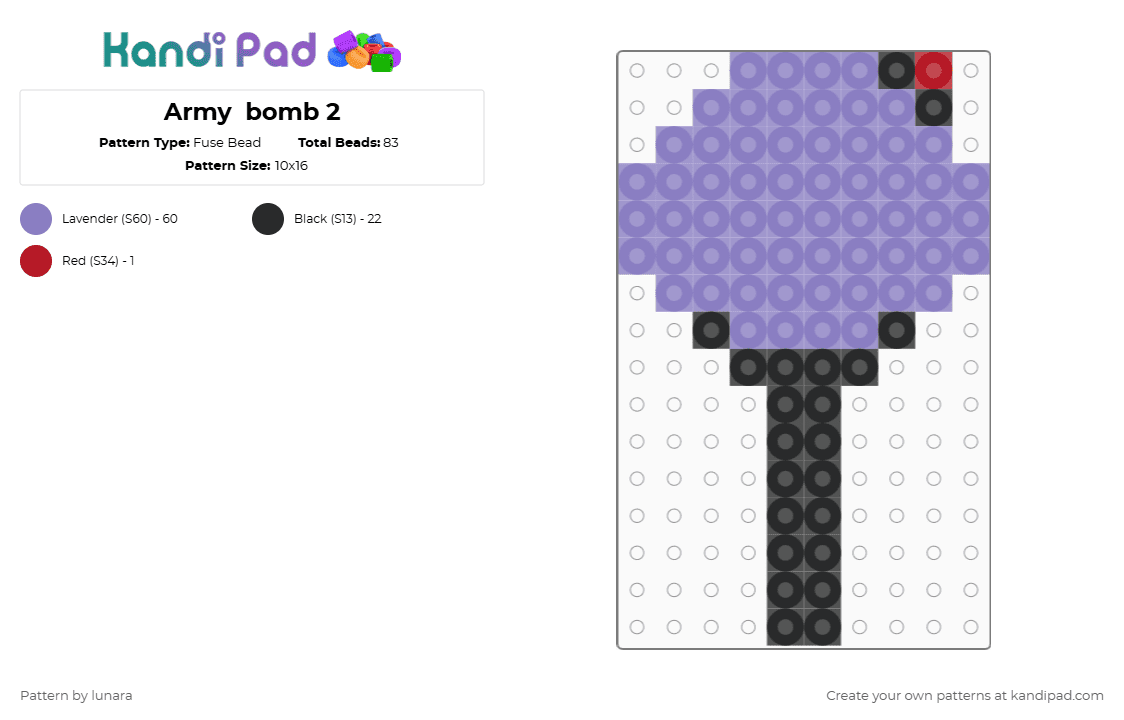 Army bomb 2 Fuse Bead Pattern - Kandi Pad | Kandi Patterns, Fuse Bead ...
