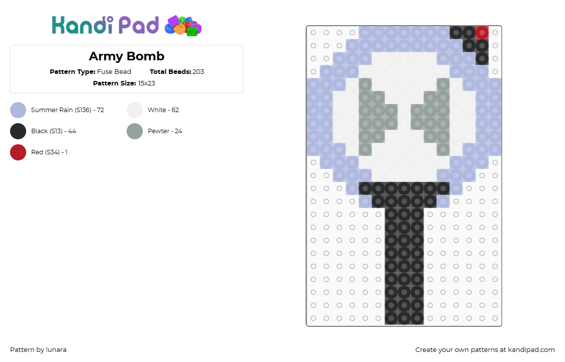 Army Bomb Fuse Bead Pattern - Kandi Pad | Kandi Patterns, Fuse Bead ...