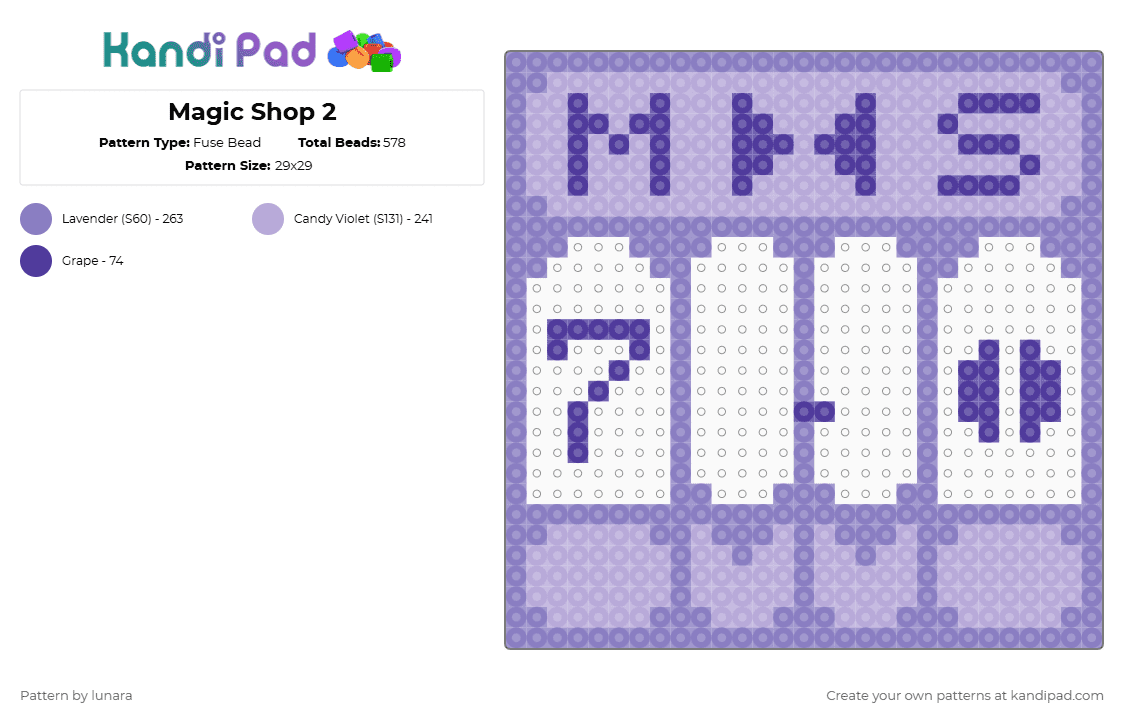 Magic Shop 2 Fuse Bead Pattern - Kandi Pad | Kandi Patterns, Fuse Bead ...