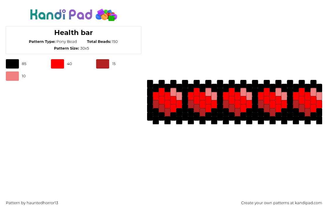 Health bar Pony Bead Pattern - Kandi Pad | Kandi Patterns, Fuse Bead ...
