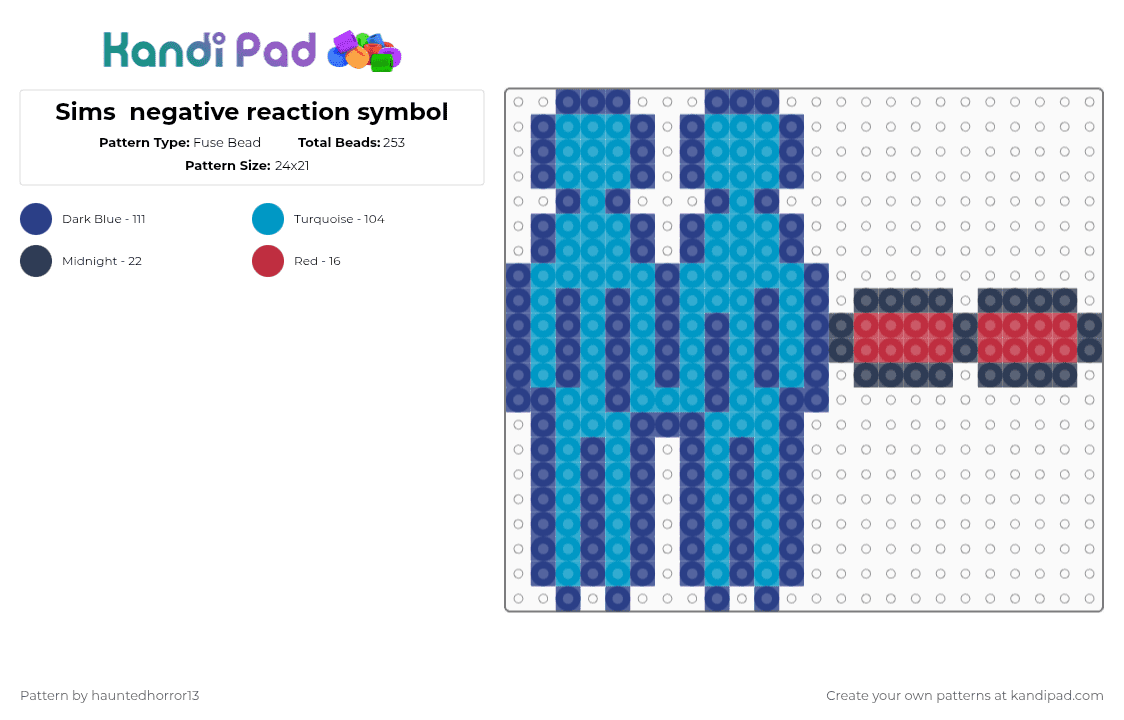 Sims negative reaction symbol Fuse Bead Pattern - Kandi Pad | Kandi ...