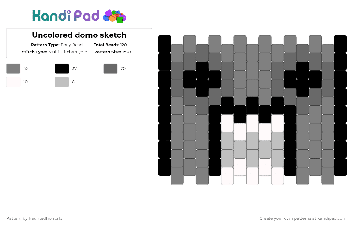 Uncolored domo sketch Pony Bead Pattern - Kandi Pad | Kandi Patterns ...