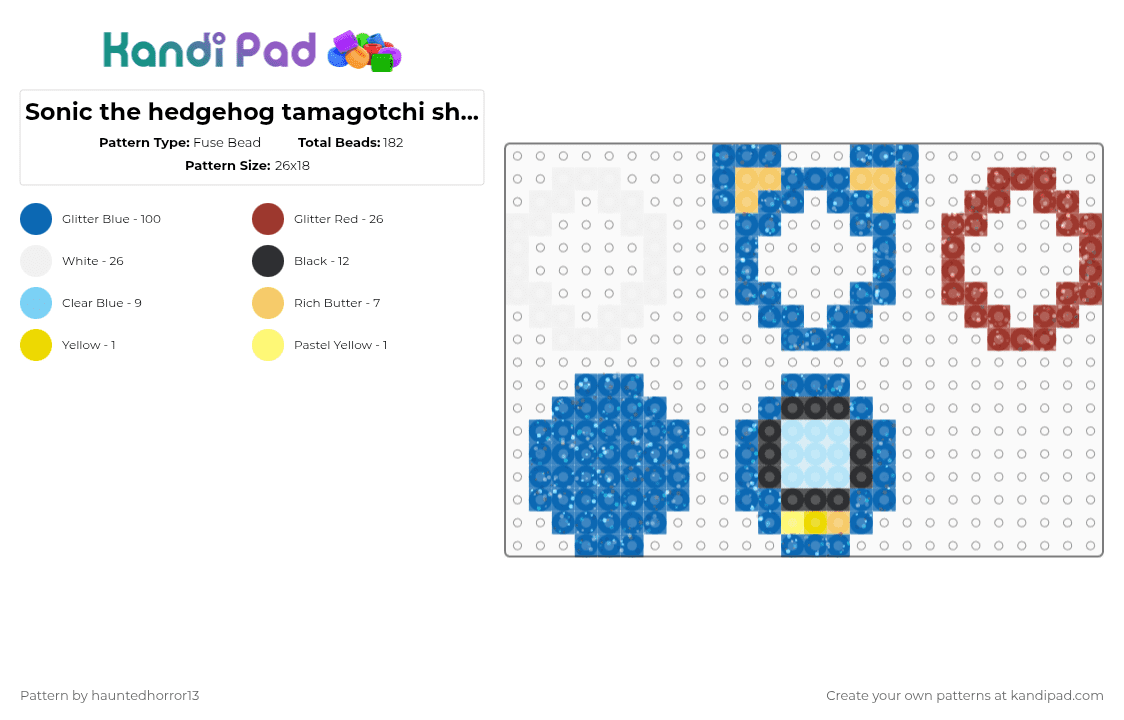 Sonic the hedgehog tamagotchi shaker Fuse Bead Pattern - Kandi Pad ...