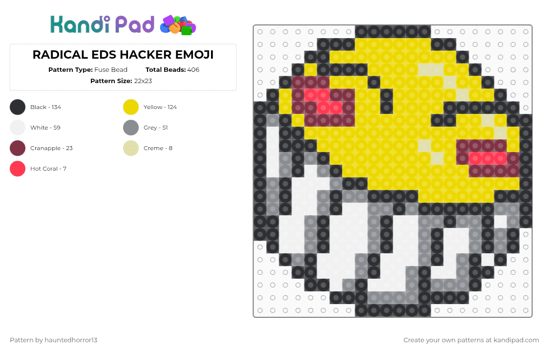 RADICAL EDS HACKER EMOJI Fuse Bead Pattern - Kandi Pad | Kandi Patterns ...