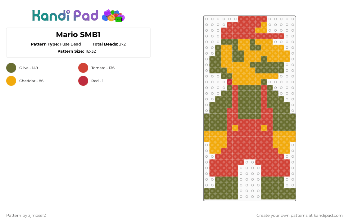 Mario SMB1 Fuse Bead Pattern - Kandi Pad | Kandi Patterns, Fuse Bead ...